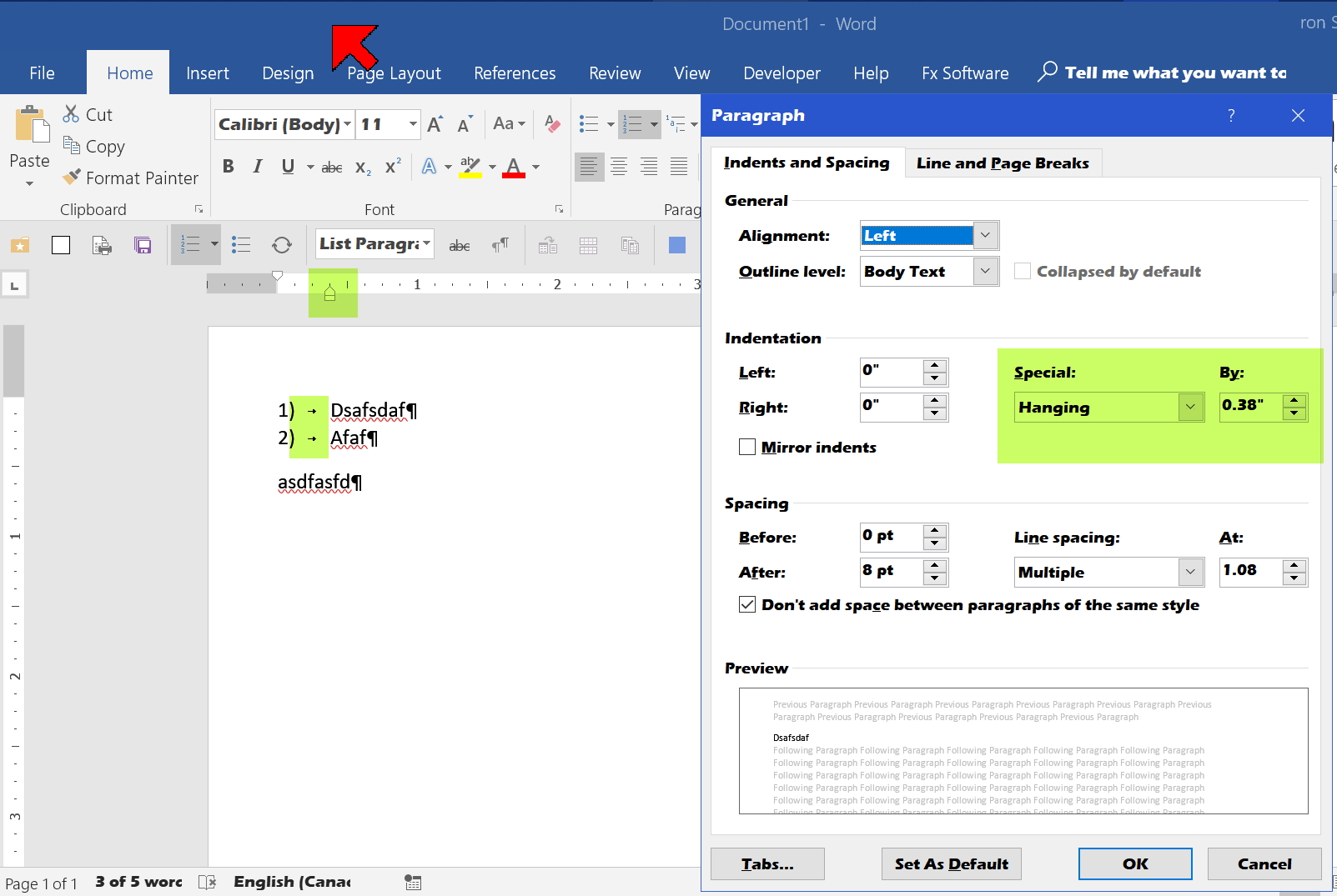 Word Numbering indents - Microsoft Q&A
