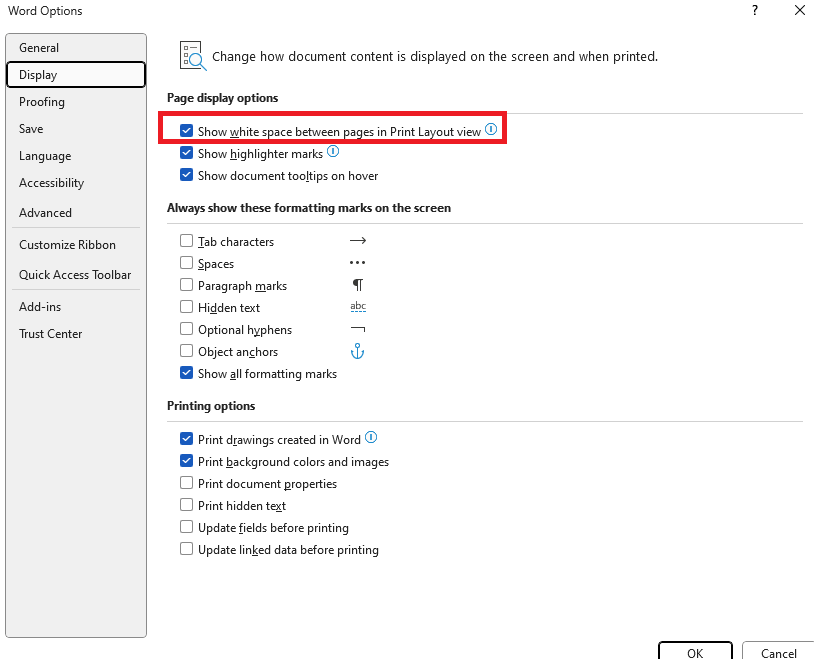 show white spaces in word 365 - Microsoft Q&A
