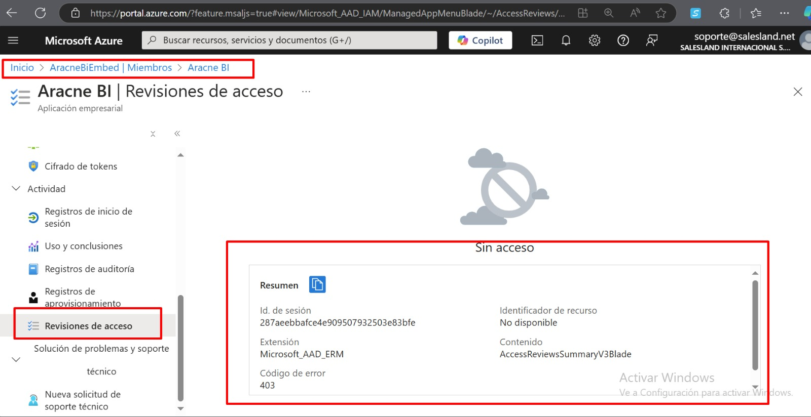 ¿Cómo puedo solucionar el error 403 en mi aplicación BI ? - Microsoft Q&A