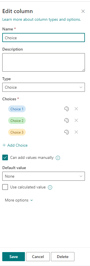 Lists column won't display pill colour editing - Microsoft Q&A