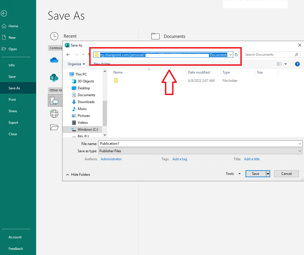 Unable to save a Microsoft Publisher 365 document to OneDrive ...