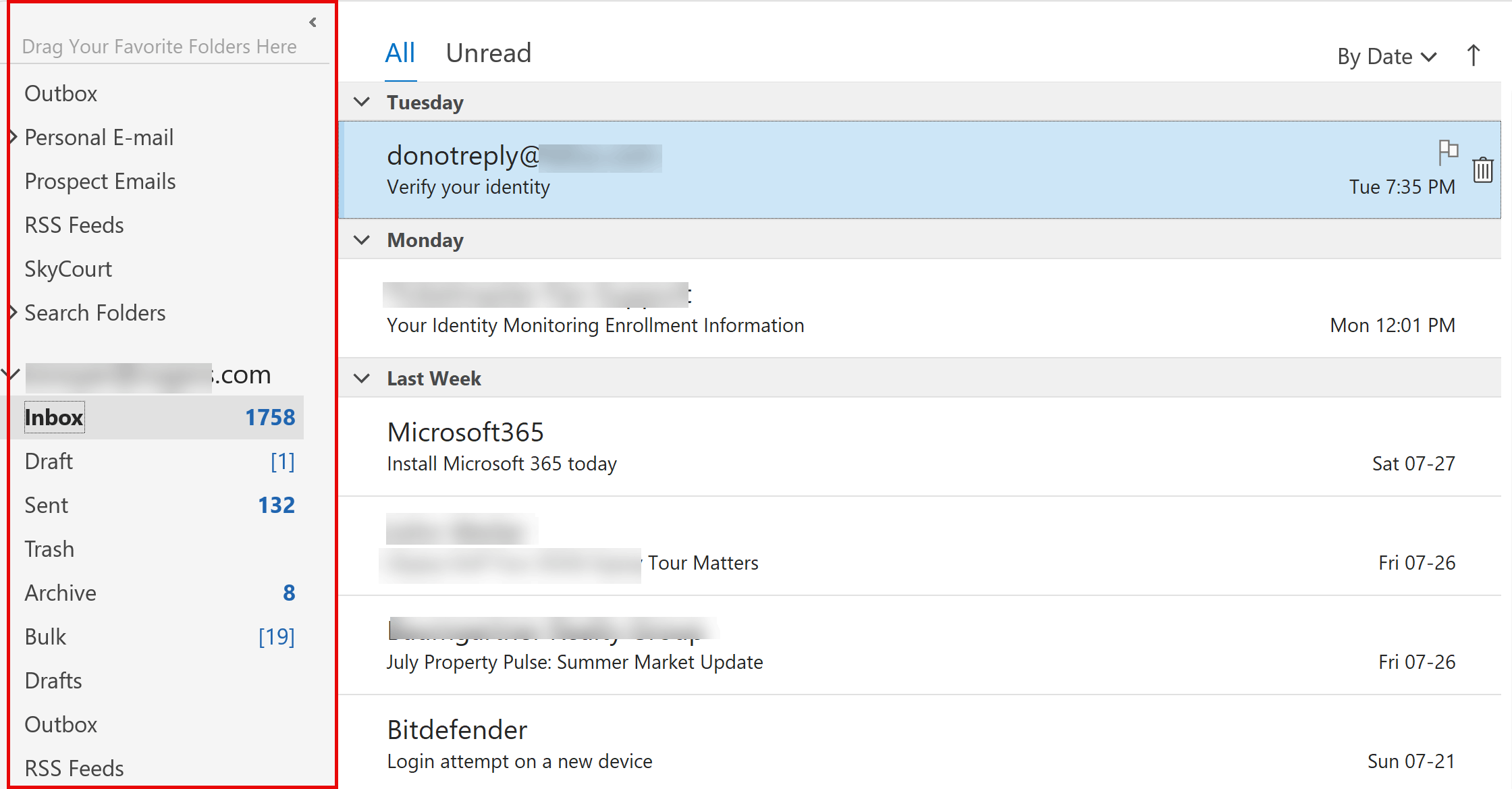 My column names disappear in Outlook 365 when I pin the navigation pane ...