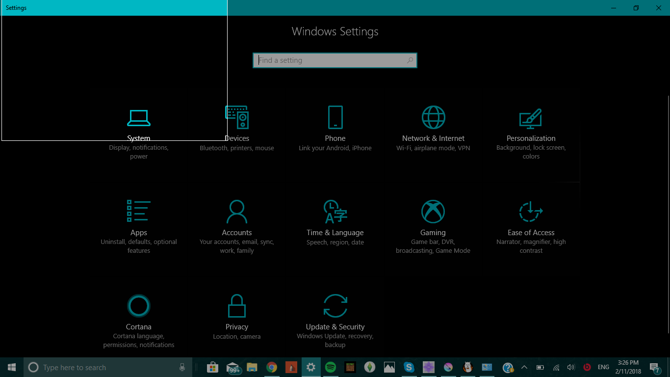 Highlighted Box On Top Left Screen On Windows 10 - Microsoft Q&A
