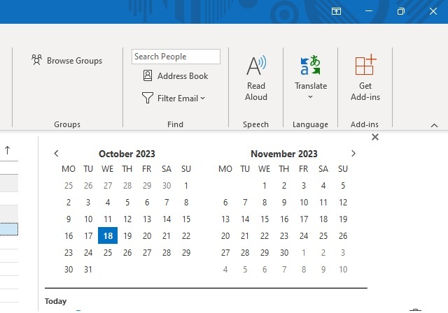 Outlook - Calendar in To-Do Bar shows two months rather than one month ...
