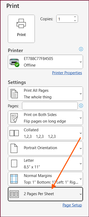 How do I put thease two pages side by side so they pent two to a page ...