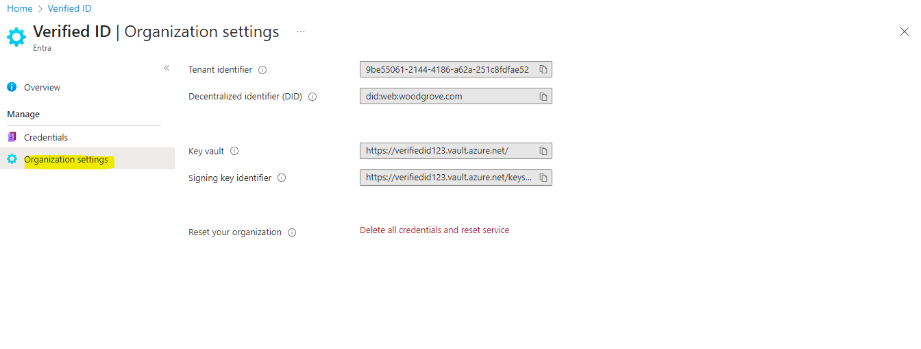 Verifiable Credentials Service Admin Cannot Create Key - Microsoft Q&A