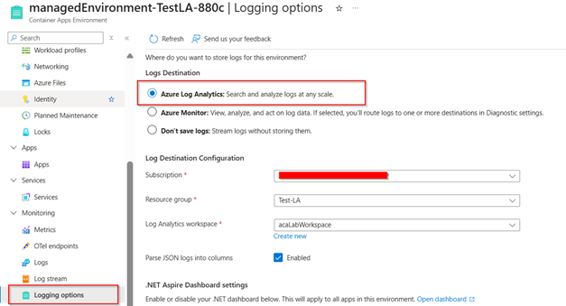 Azure Container Apps: No logs/metrics flowing to Log Analytics or Storage (westus3) - Microsoft Q&A