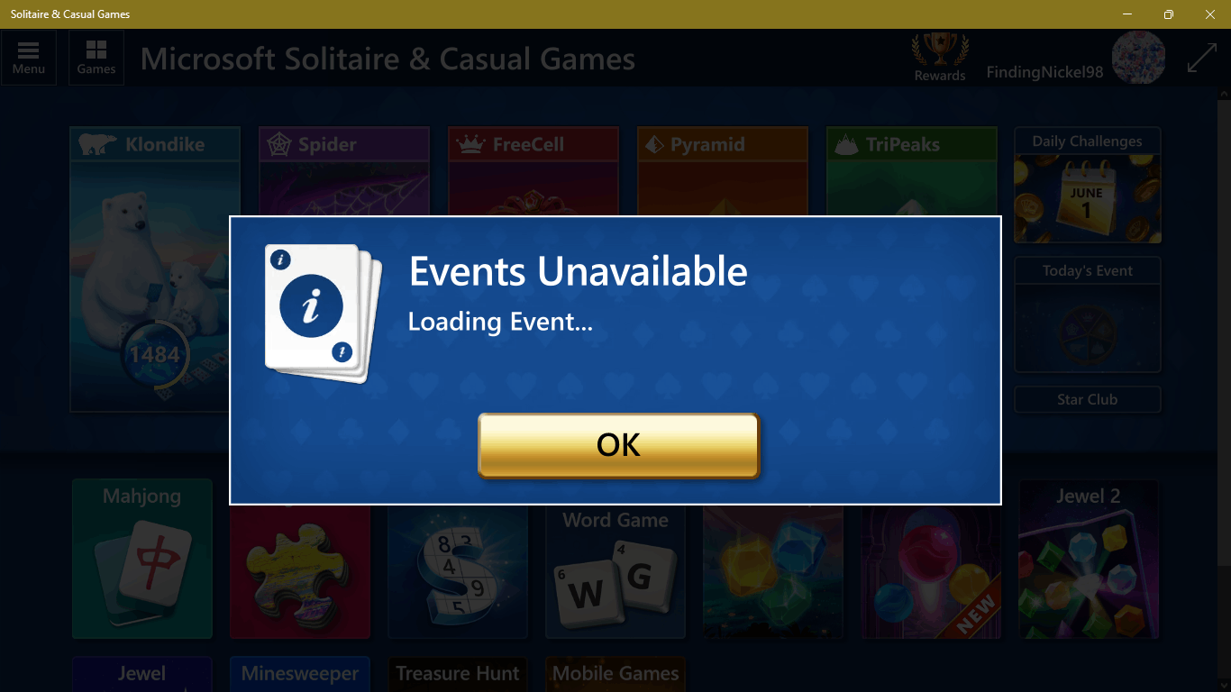 Microsoft Solitaire Collection won't load Today's Event - Microsoft Q&A