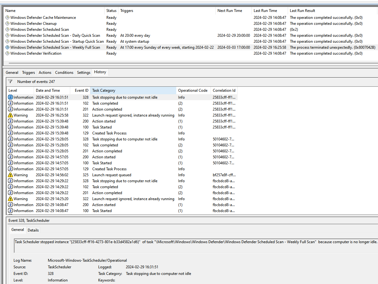 Tasks getting same last run time; running outside of schedule ...