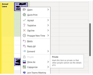 Private tag greyed out on Outlook calendars - Microsoft Q&A