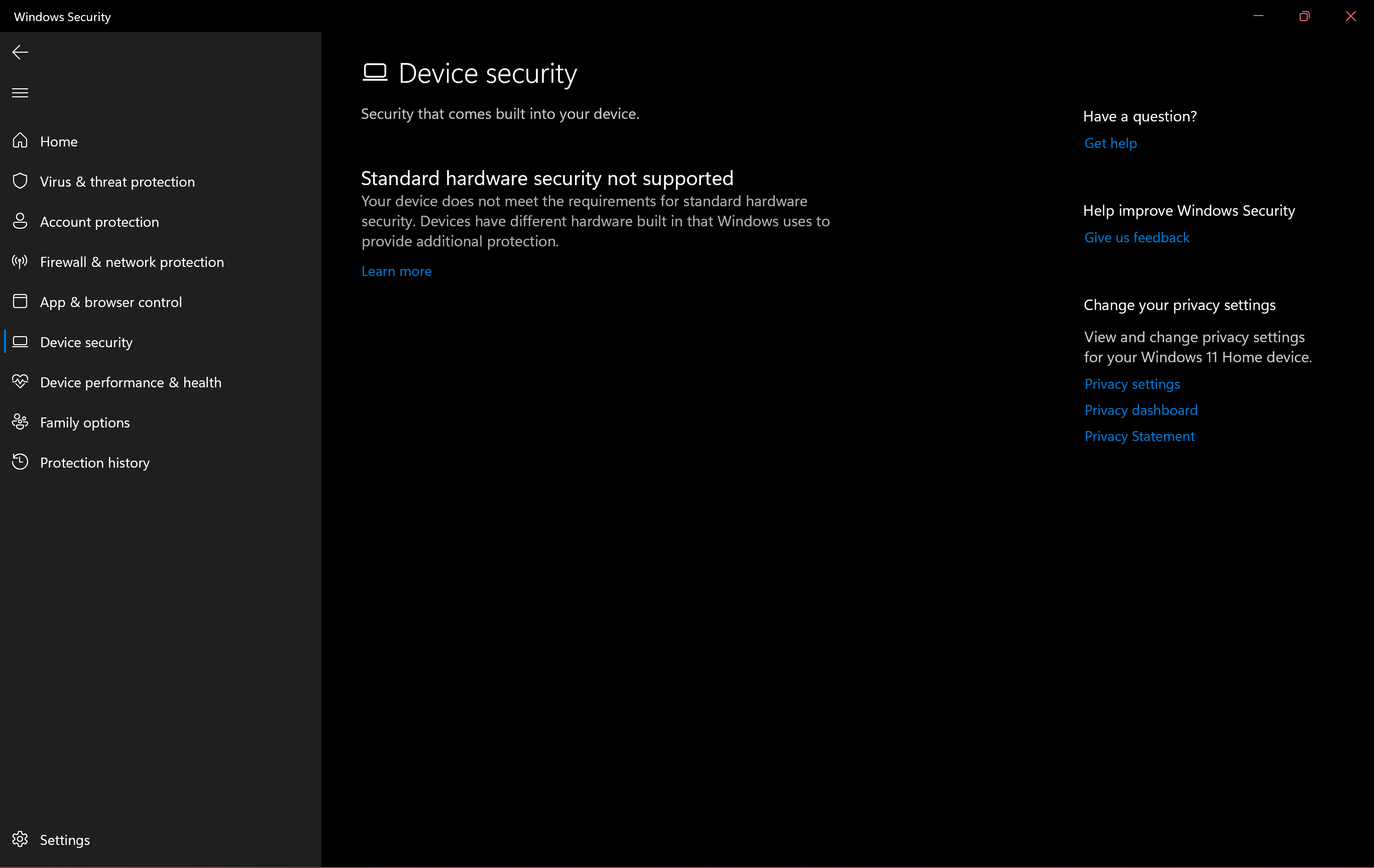 Device security: Memory integrity is off. Your device may be vulnerable ...