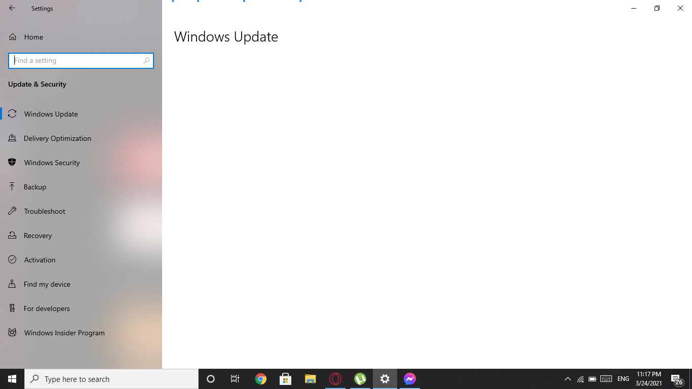 Windows Update screen blank in settings - Microsoft Q&A