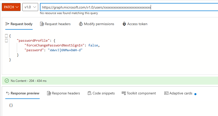 We get the 403 forbidden error when changing passwords via an application - Microsoft Q&A