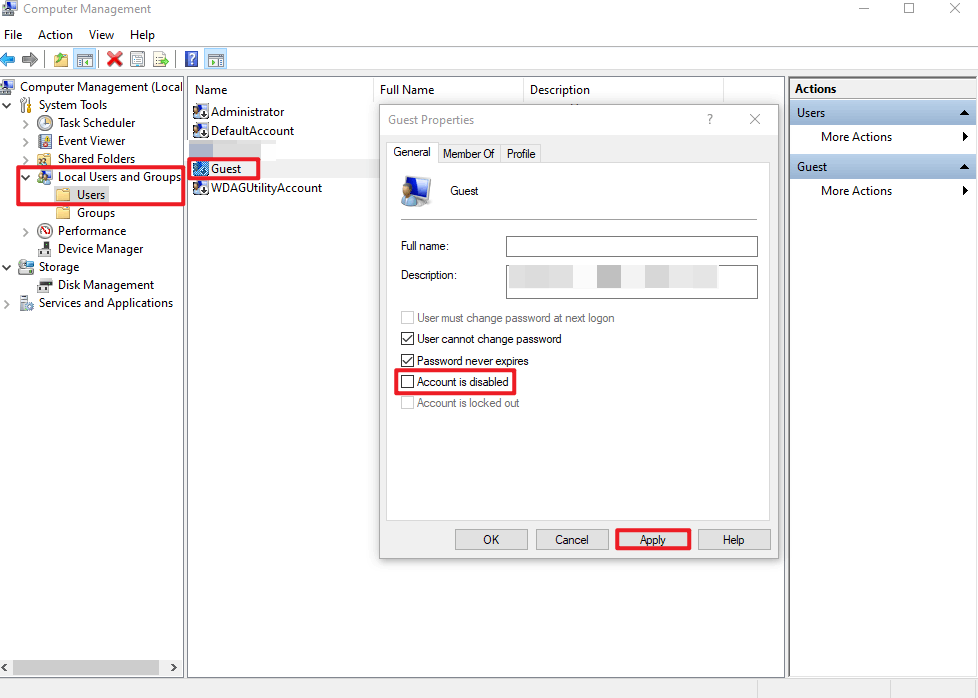 Username and password to connect to PC from another device on the ...