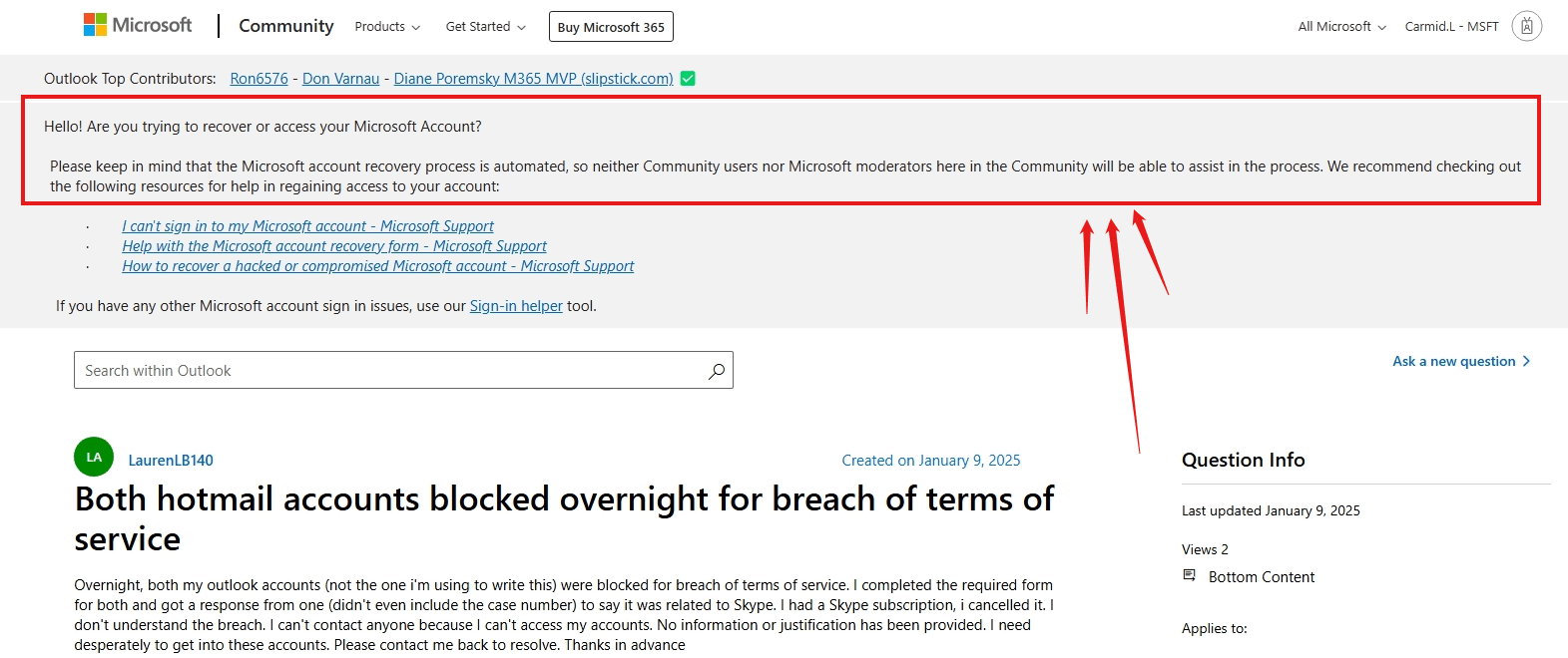 Both hotmail accounts blocked overnight for breach of terms of service ...