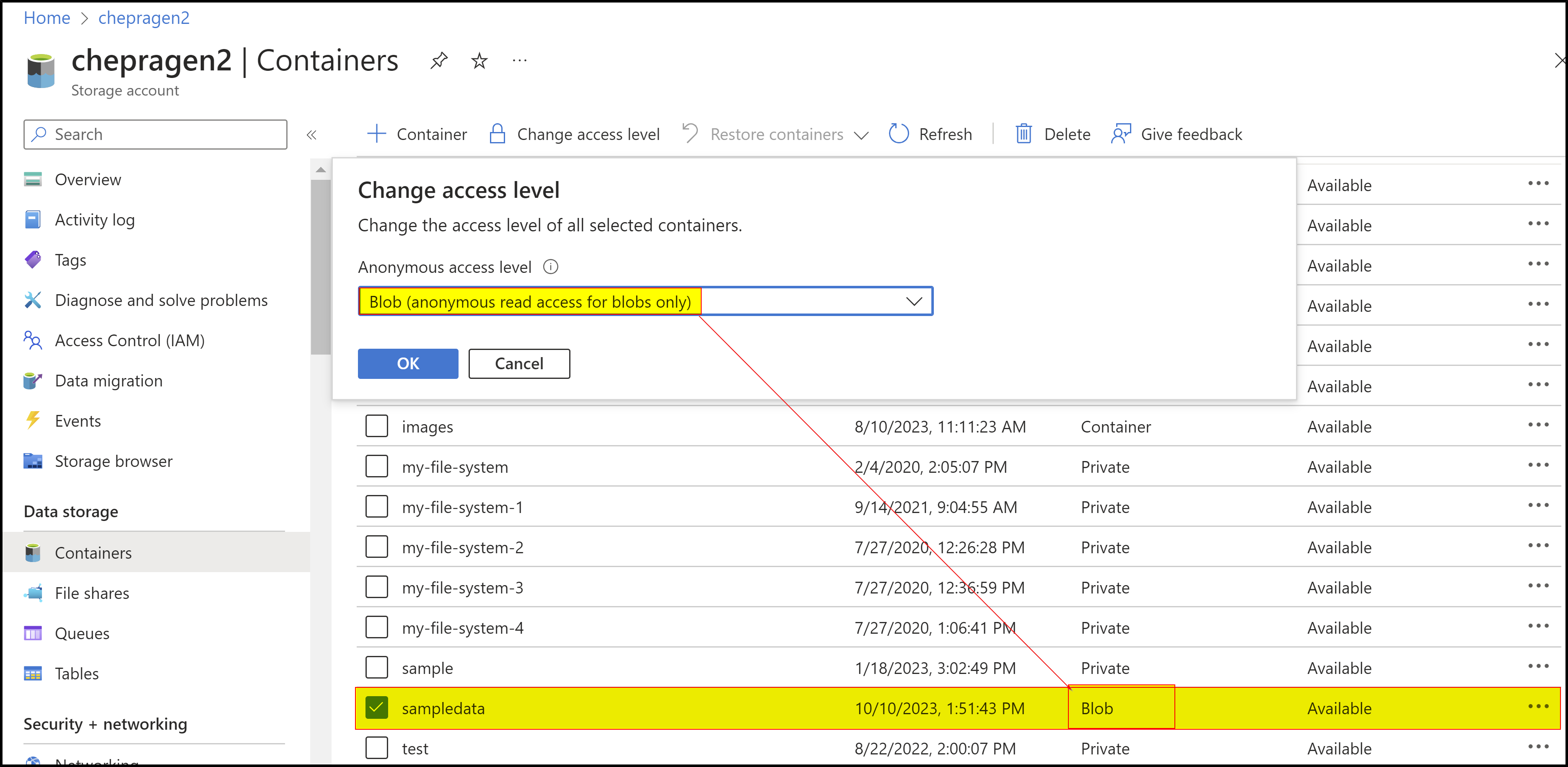 Unable to access container-name in account storage-account-name.blob.core.windows.net using ...