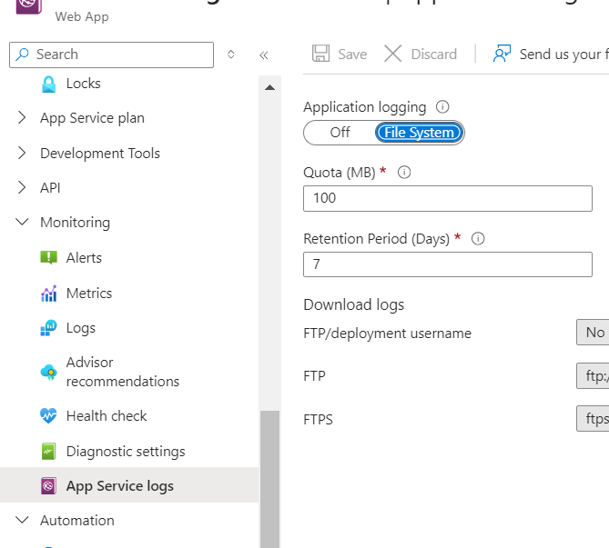 Log Stream is showing me error "this feature requires write permission to your app" - Microsoft Q&A