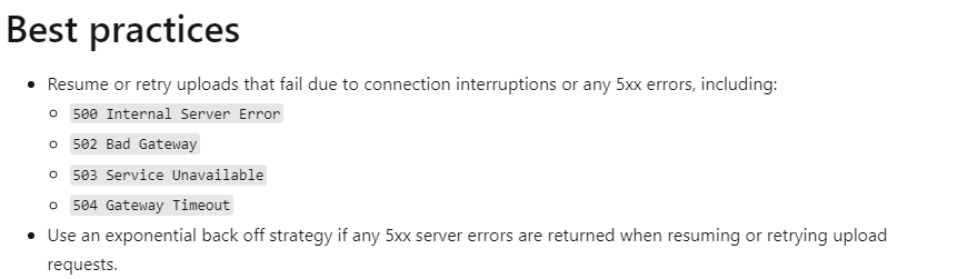 REST API resumable upload returns General Exception - Microsoft Q&A REST API resumable upload returns General Exception - Microsoft Q&A
