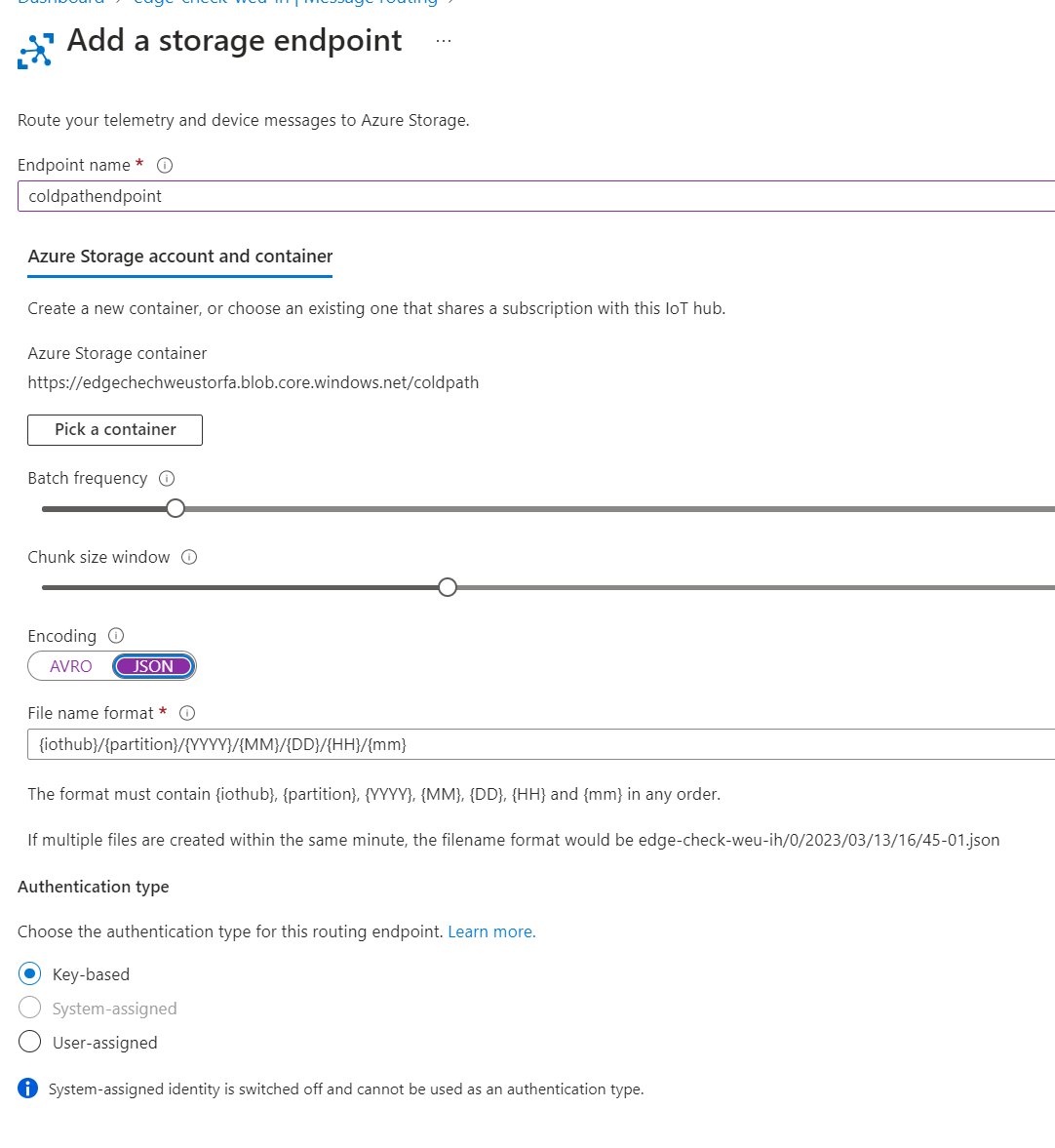 Routing messages in Azure to storage - Microsoft Q&A