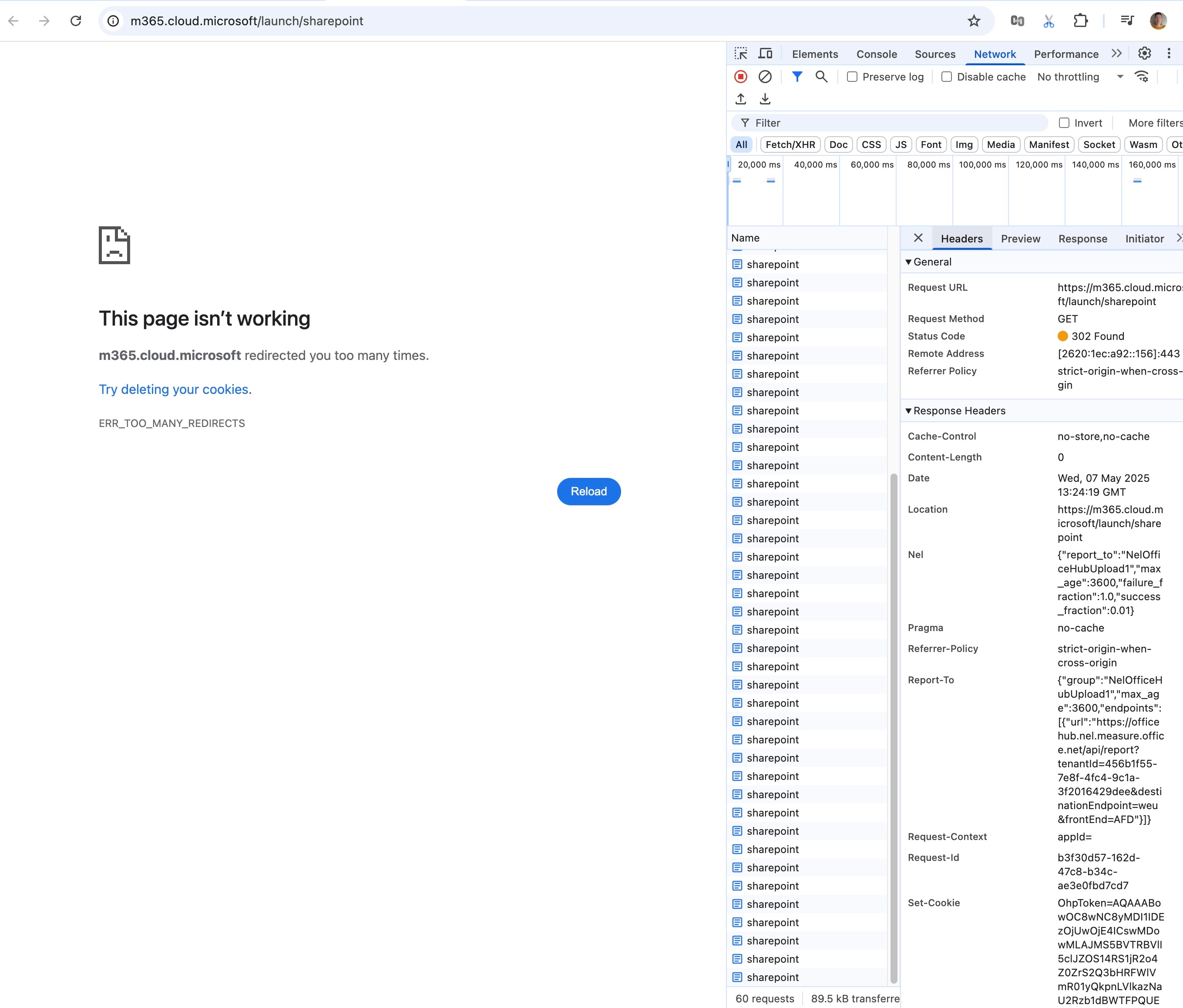 How to access SharePoint, when getting m365.cloud.microsoft redirected you too many times ERROR ...