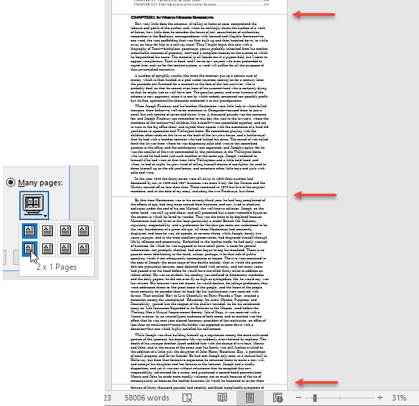 In Microsoft Word, how to display multiple pages AND simultaneously ...