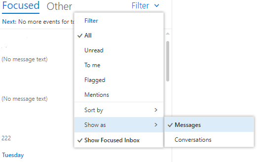 How do I turn off Conversation View in Outlook on the Web for my Office ...