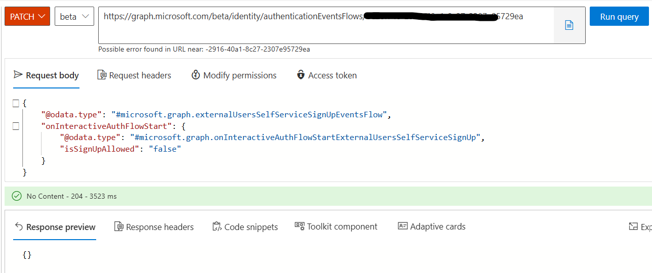 Error disabling Sign Up option in Entra External ID User Flow ...