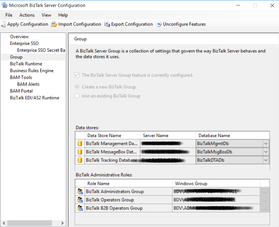 Ho do I change Windows domain groups for my BizTalk Server configurations after I have already ...