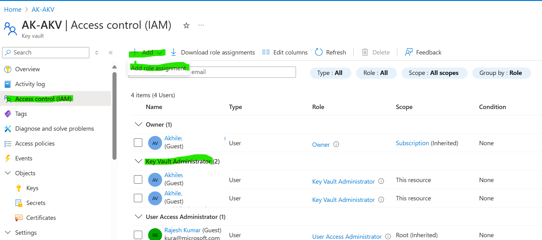Access to read Key Vault using registered app user - Microsoft Q&A