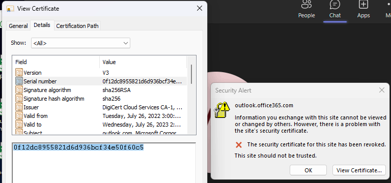 Getting a Pop up of security alert in outlook - Microsoft Q&A