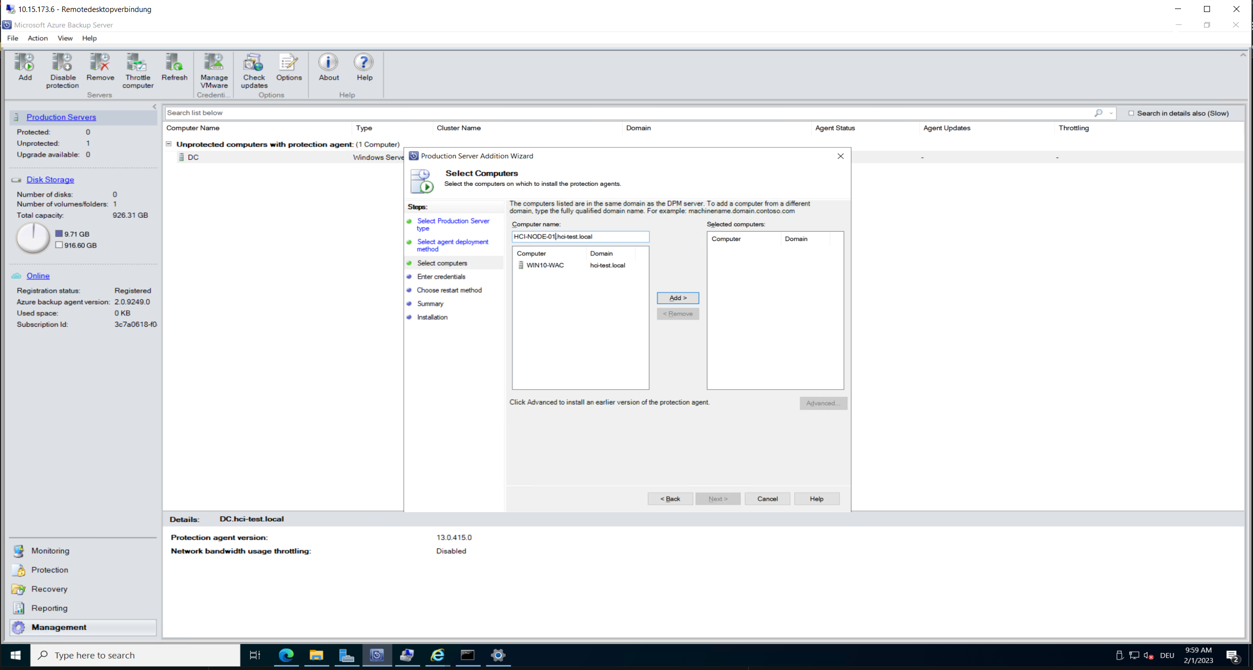 Azure Stack Hci Nodes Cannot Be Added In Microsoft Azure Backup Server