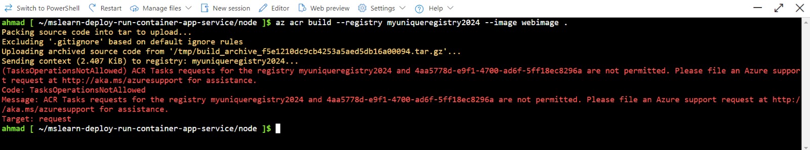 How to run az acr build? - Microsoft Q&A