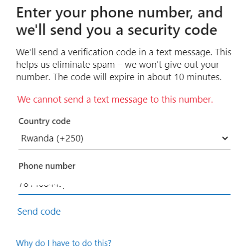 Can't receive a verification code via SMS, and I am given no ...