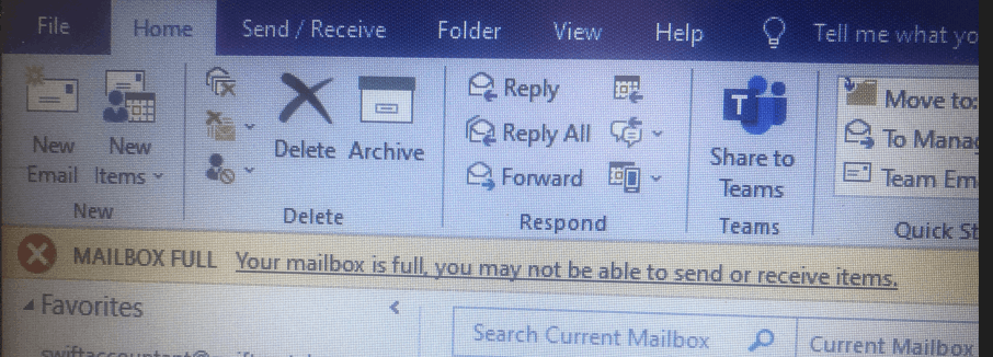 Your Mailbox is Full, you may not be able to send or receive items ...