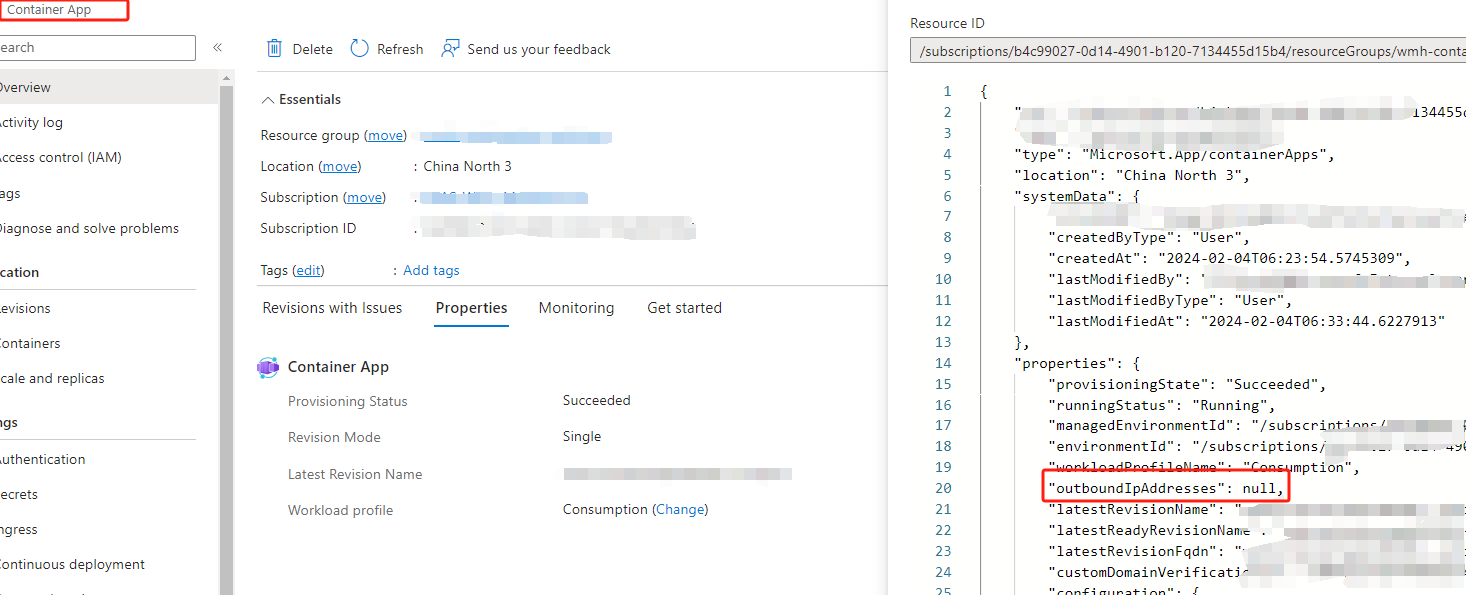 Outbound Ip Address Is Null For An Internal Container App Azure China Microsoft Qanda