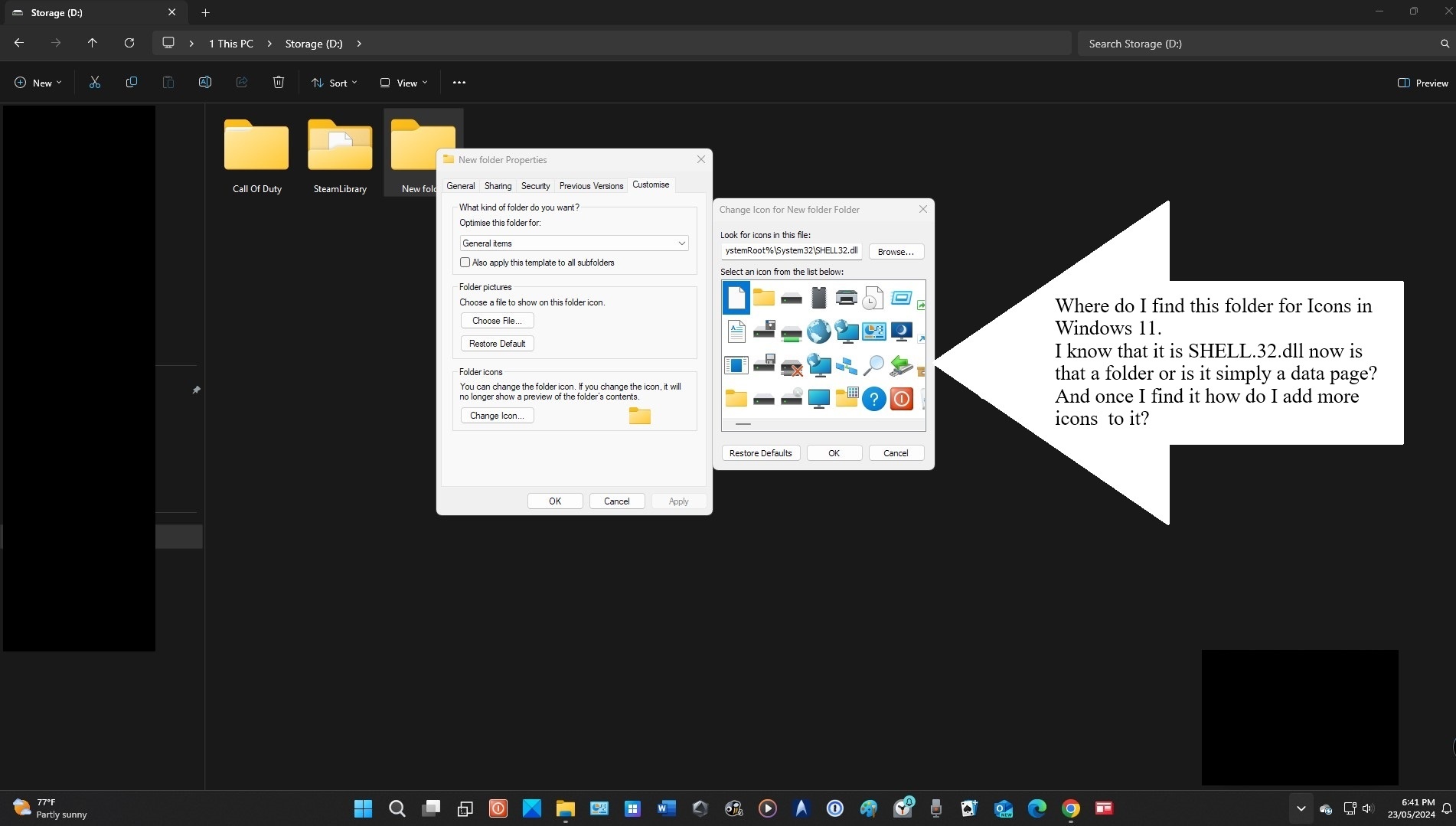 Locate and Add Icon Pictures To Folder > Properties > Customization - Microsoft Q&A