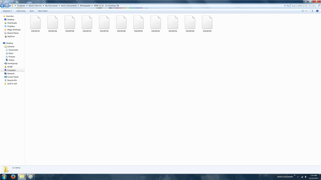 All files in Windows Explorer appear as a blank white page icon ...