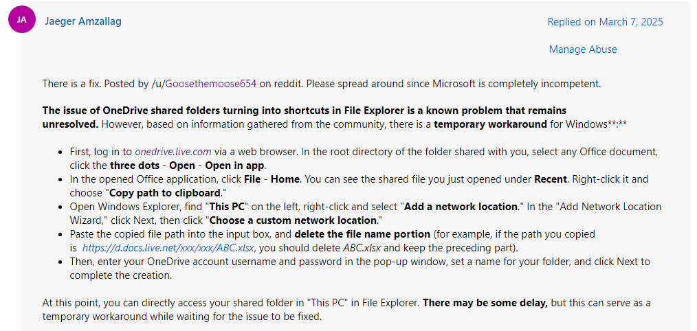 How do I feedback from a bug in OneDrive from Microsoft. It is a bad on ...