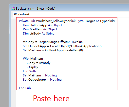 How can I start an Outlook email from Excel and have the text from a cell generate in the email ...
