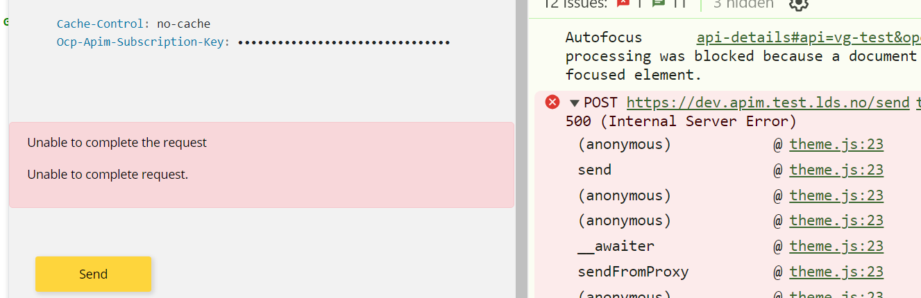 Unable to complete the request in Developer portal test console in API ...