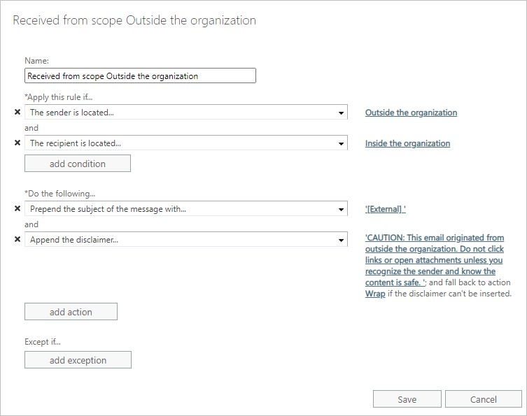 How to Add Caution warning to the Microsoft outlook - Microsoft Q&A