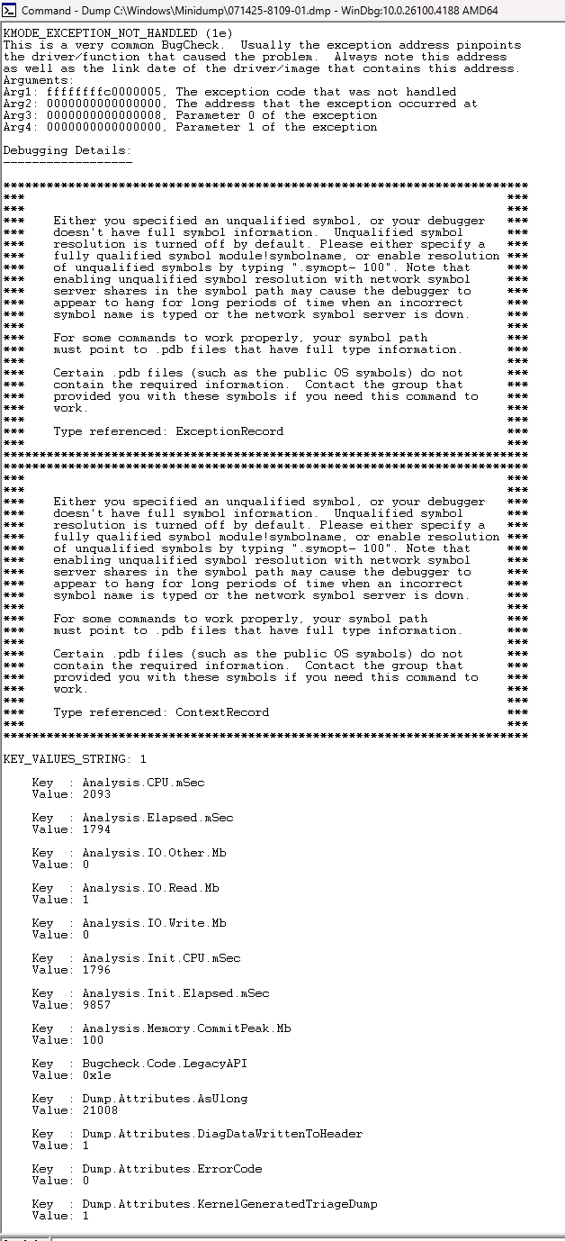 蓝屏代码KMODE_EXCEPTION_NOT_HANDLED求助 - Microsoft Q&A