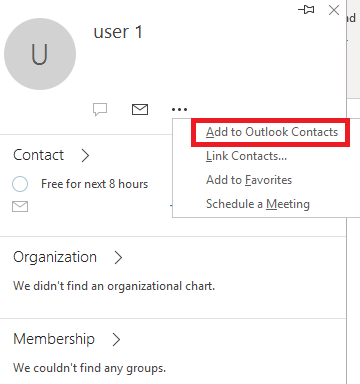 Outlook Contact Card - Microsoft Q&A