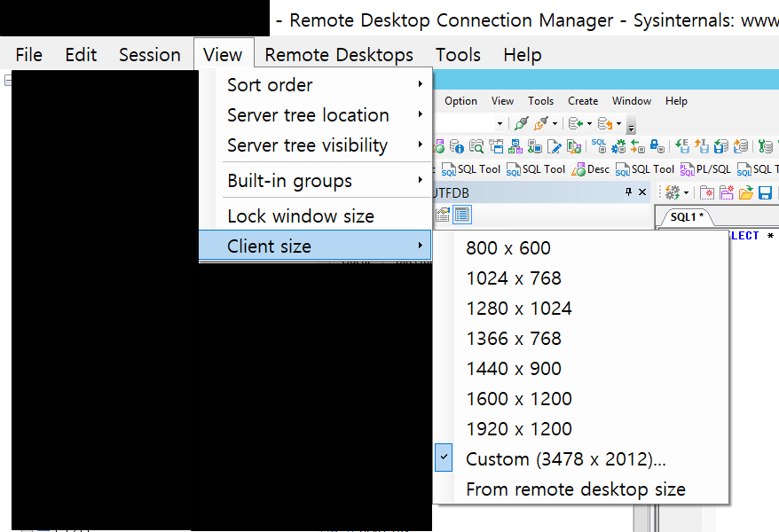 Remote Desktop Connection Manager desktop 화면 사이즈 문의 - Microsoft Q&A