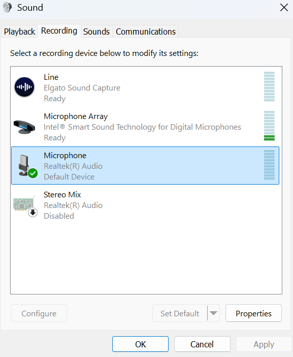 No audio being detected in Realtek(R) Audio microphone - Microsoft Q&A