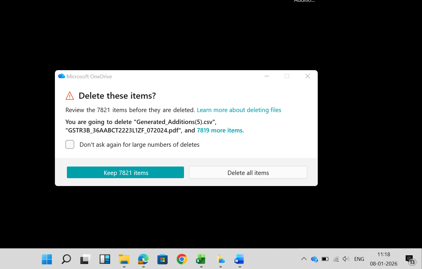 OneDrive bulk delete popup appears frequently without user deleting ...