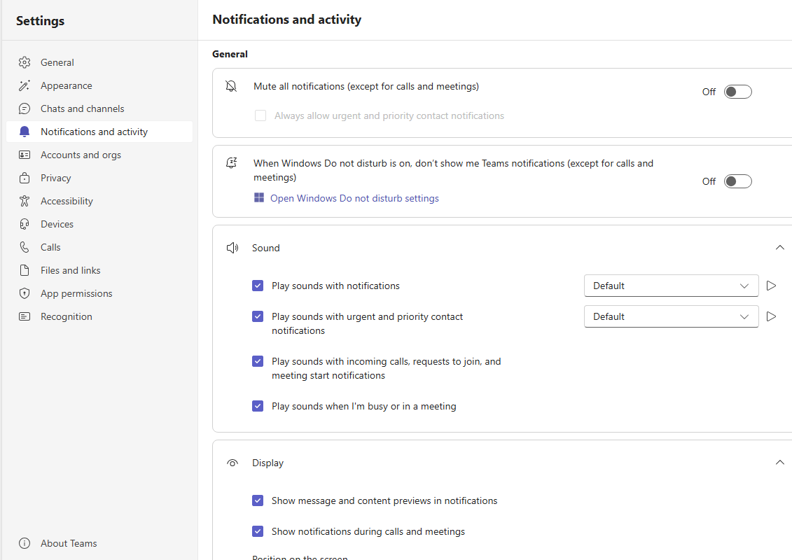 Mute all other Sounds when receiving a Call in the MS Teams App on Windows 11 does not work ...