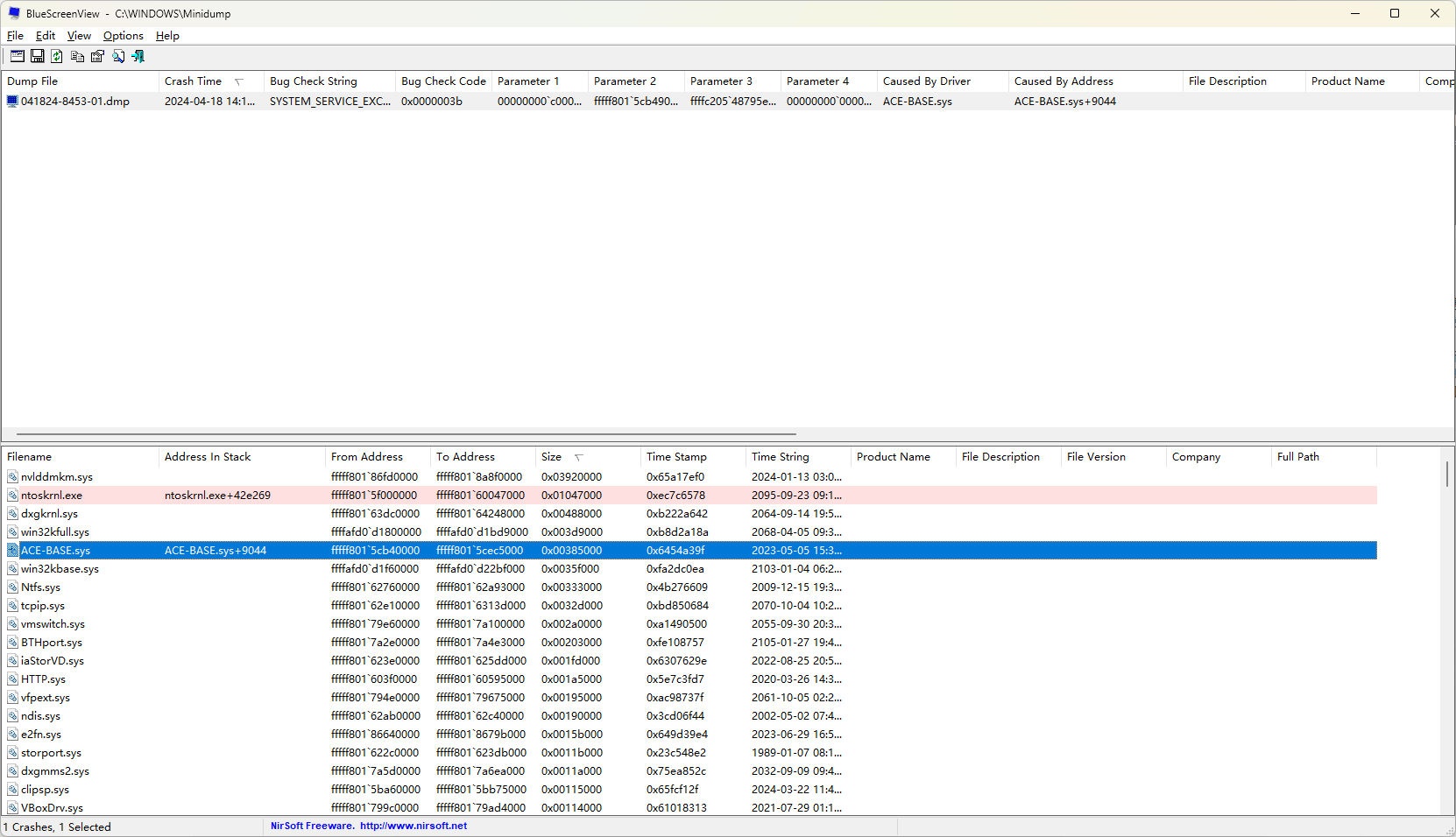 ACE-BASE.sys 蓝屏 - Microsoft Q&A