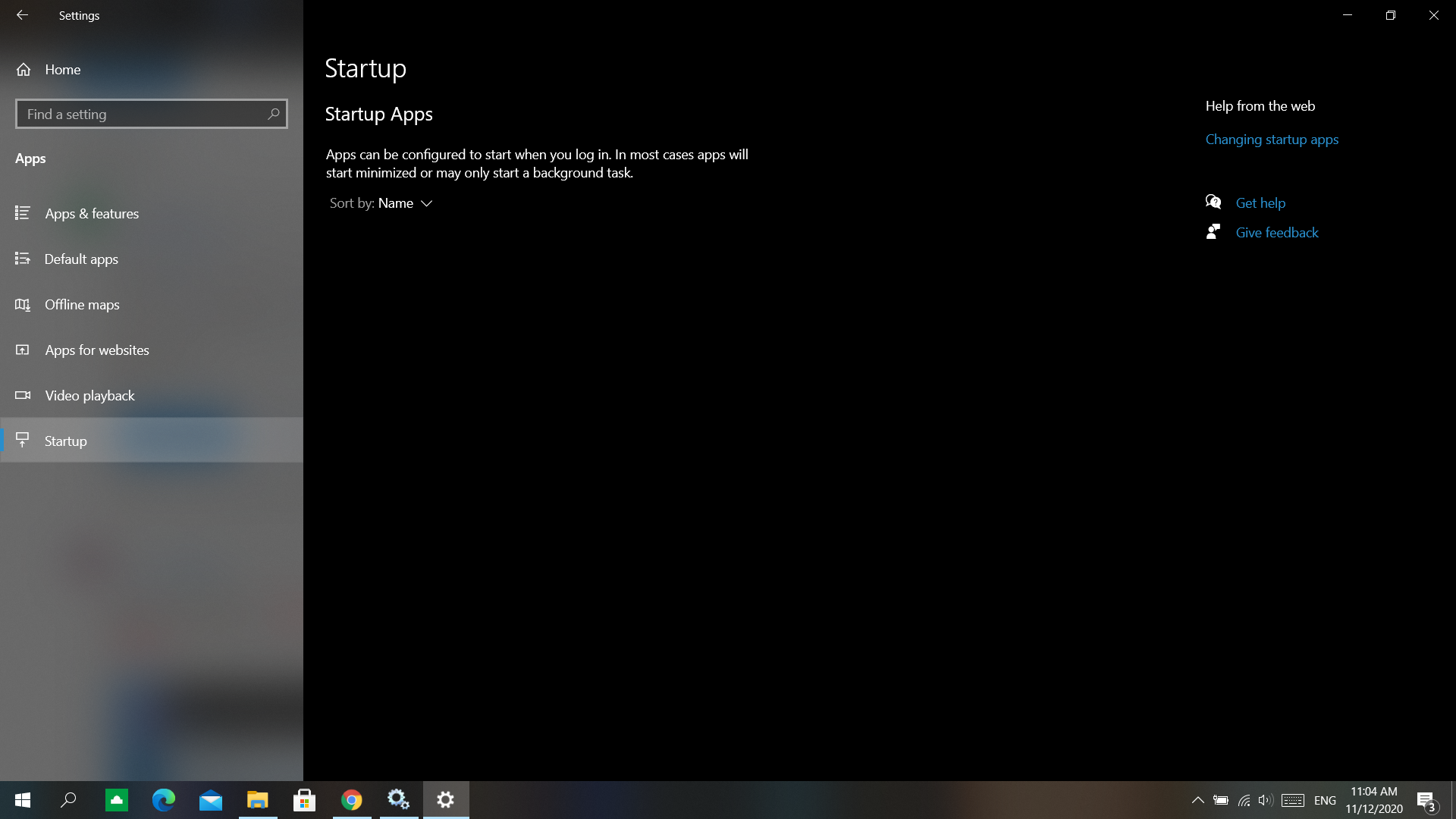 startup apps menu is blank - Microsoft Q&A