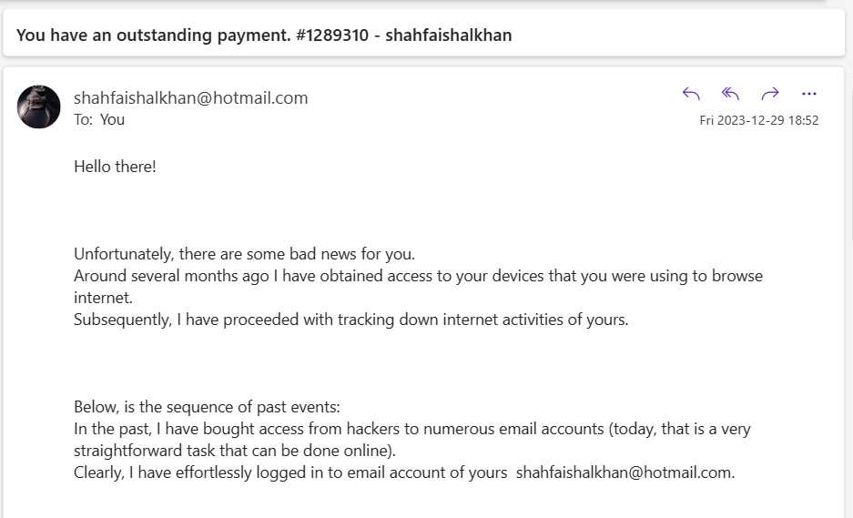 Hacker sent me an email using my email - Microsoft Q&A